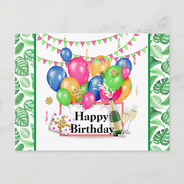 Tropical Happy Birthday Celebration Postcard | Zazzle