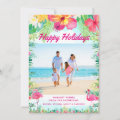 Tropical Happy Holidays Coastal Photo Holiday Card | Zazzle