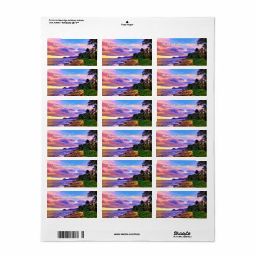 Tropical Hawaii Seashore Sunset Label | Zazzle