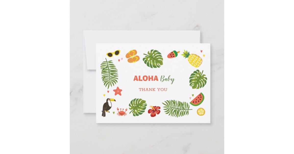 Tropical Hawaiian Aloha Baby Shower Thank You Card | Zazzle
