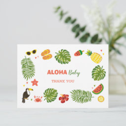 Tropical Hawaiian Aloha Baby Shower Thank You Card | Zazzle