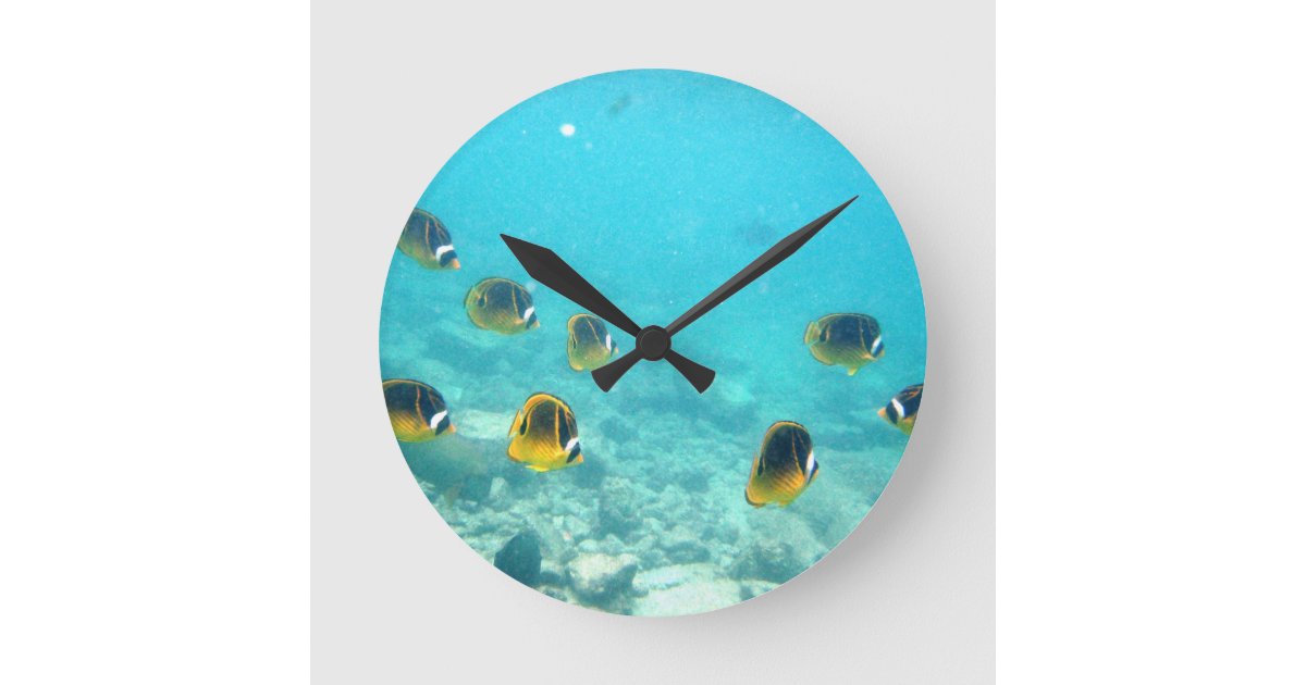 Tropical Hawaiian Fish Wall Clock | Zazzle