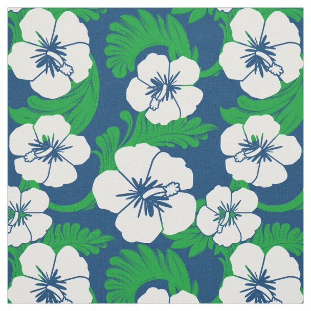 Blue Floral Hawaiian Fabric | Zazzle.com