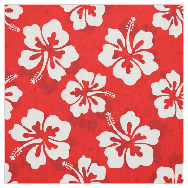Colorful Hibiscus Pattern Fabric | Zazzle