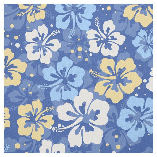 Colorful Hibiscus Pattern Fabric | Zazzle.com