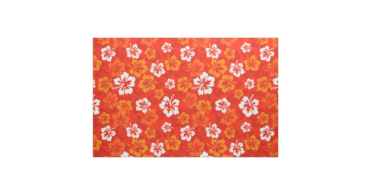 Tropical Hawaiian Hibiscus floral pattern Fabric | Zazzle