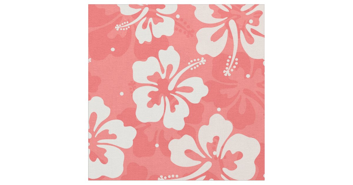 Tropical Hawaiian Hibiscus floral pattern Fabric | Zazzle