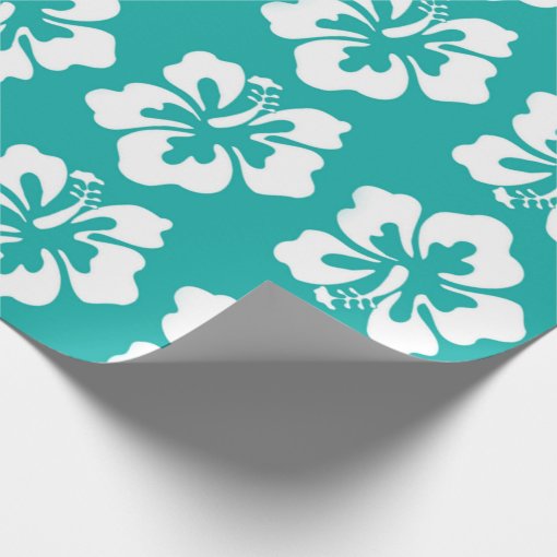 Tropical Hawaiian Hibiscus Flower Aqua Wrapping Paper | Zazzle