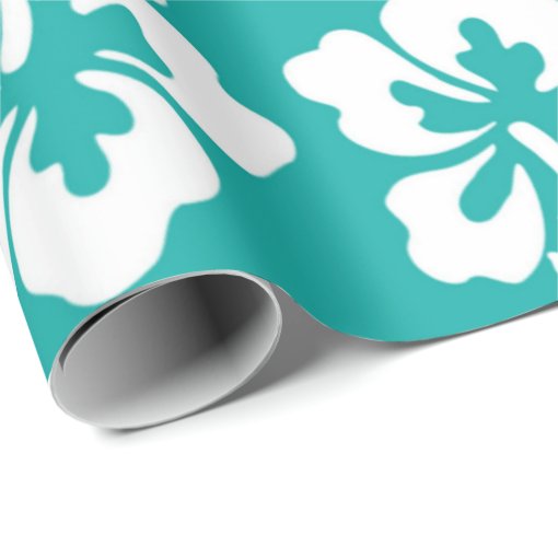 Tropical Hawaiian Hibiscus Flower Aqua Wrapping Paper | Zazzle