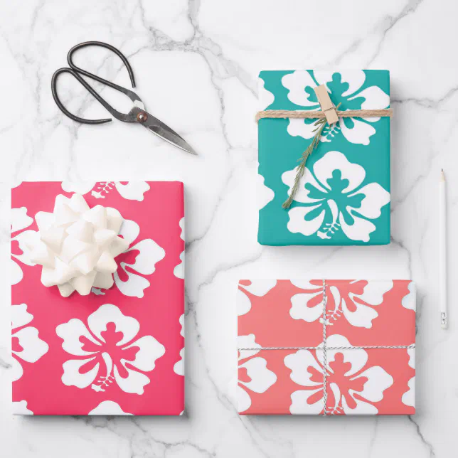 Tropical Hawaiian Hibiscus Flowers Wrapping Paper Sheets | Zazzle