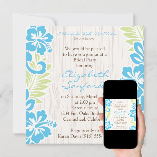 Tropical Hawaiian Invitation Turquoise | Zazzle