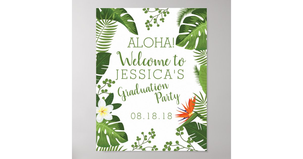 Tropical Hawaiian Luau Graduation Party Sign | Zazzle