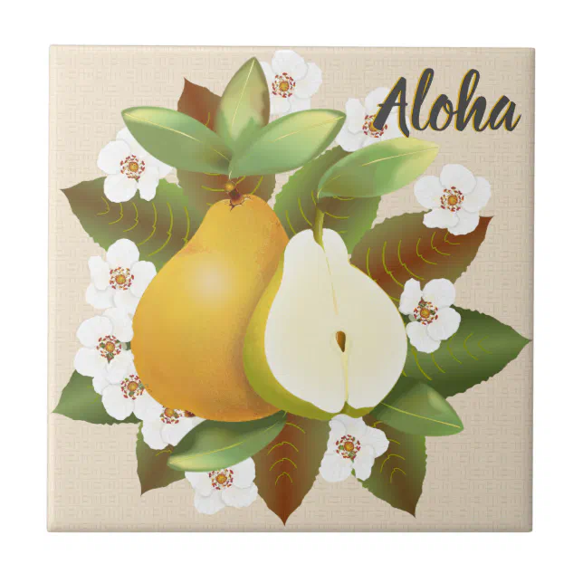 Tropical Hawaiian Pears Fruit Ceramic Tile | Zazzle