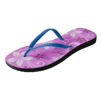 Tropical Hawaiian Pink and Purple Tiki Flip Flops | Zazzle