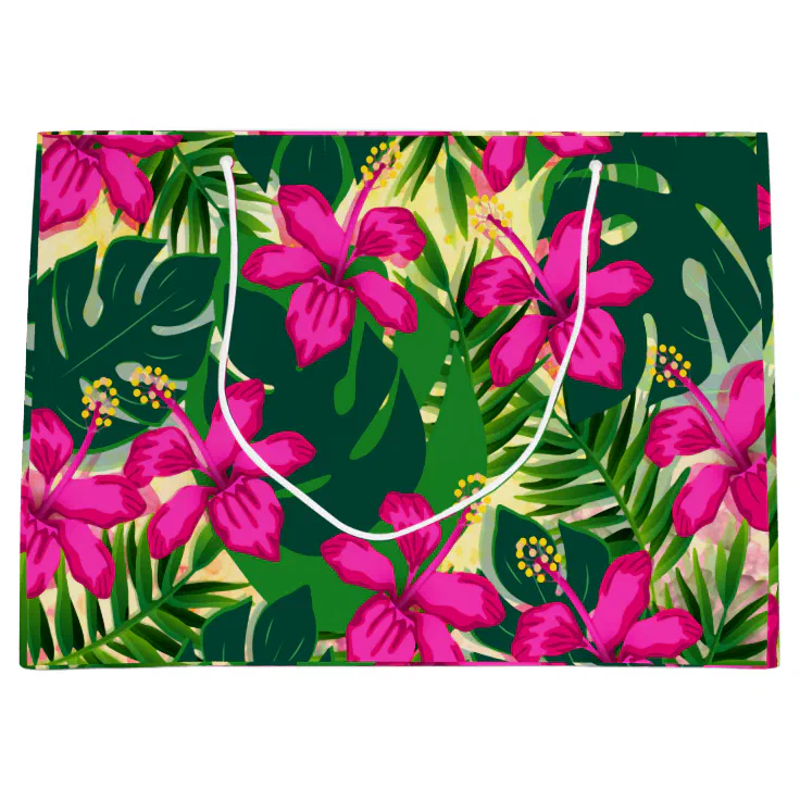 Tropical Hawaiian Style Floral Pattern Large Gift Bag | Zazzle