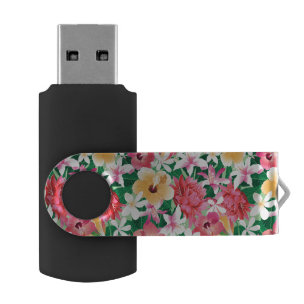 Tropical Hibiscus Floral Pattern Fabric | Zazzle