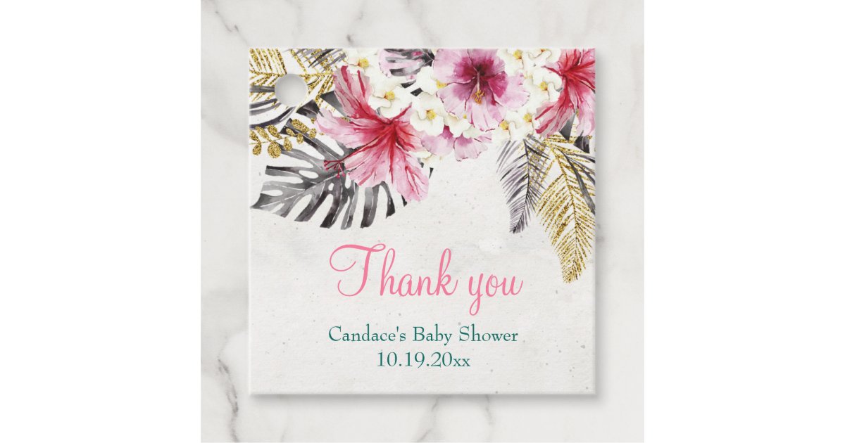 Tropical Hibiscus Flowers Party Favor Tags | Zazzle