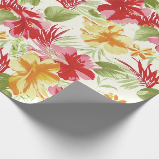 Tropical Hibiscus Hawaiian Floral Wrapping Paper | Zazzle