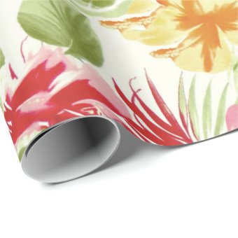 Tropical Hibiscus Hawaiian Floral Wrapping Paper | Zazzle