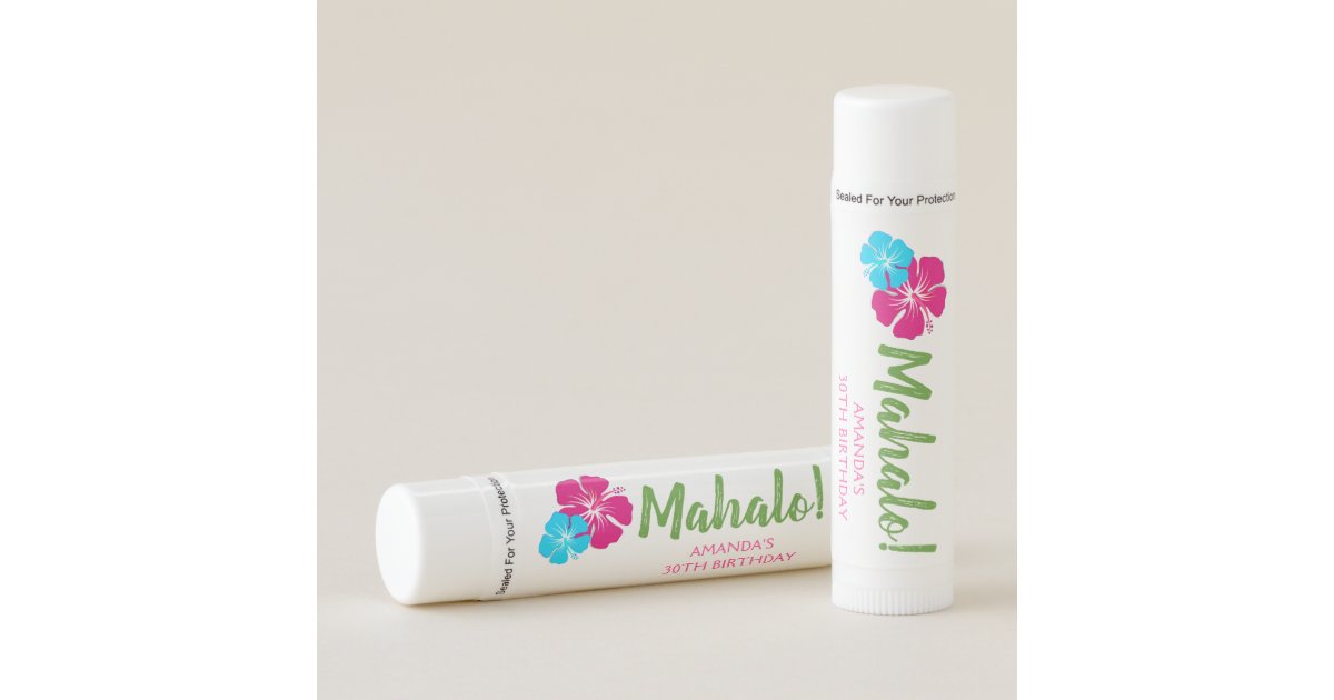 Tropical Hibiscus Luau Mahalo Party Favor Lip Balm | Zazzle