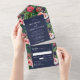 Tropical Hibiscus Modern Wedding Navy Blue All In One Invitation | Zazzle