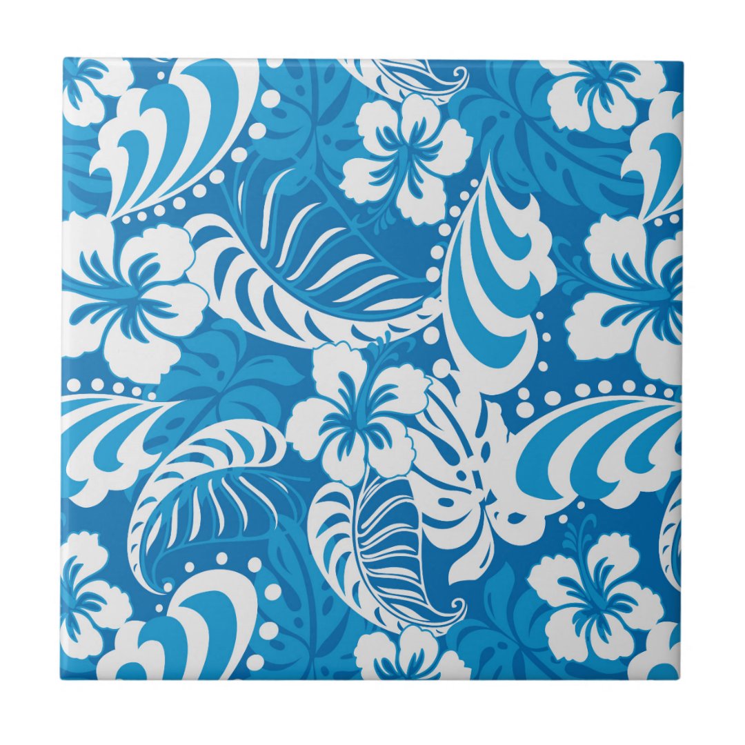 Tropical Hibiscus Pattern Ceramic Tile | Zazzle