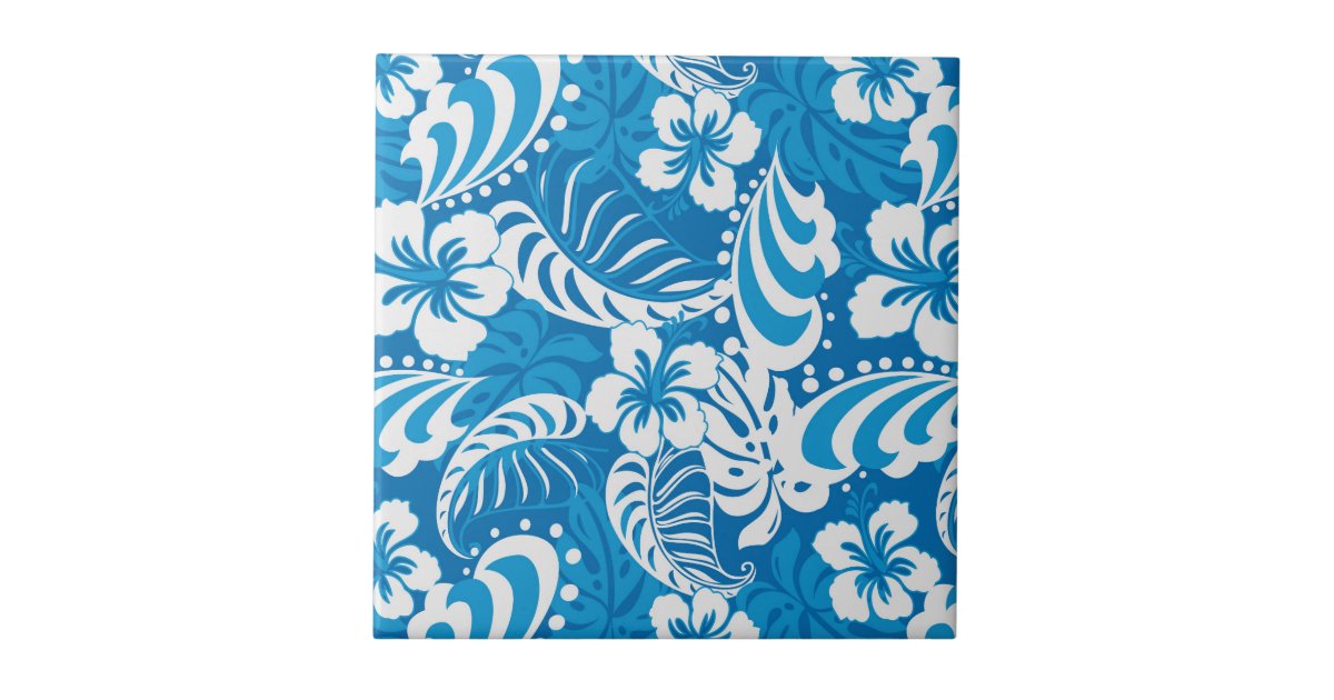 Tropical Hibiscus Pattern Ceramic Tile | Zazzle