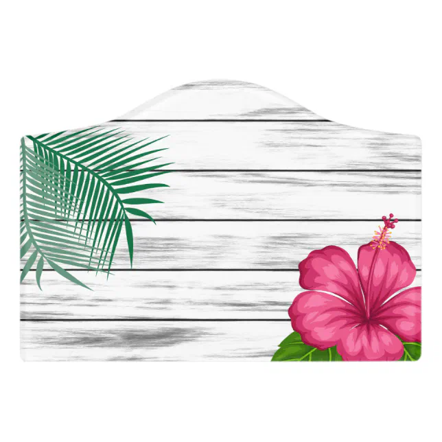 Tropical Hibiscus Pink Flowers Design Door Sign | Zazzle