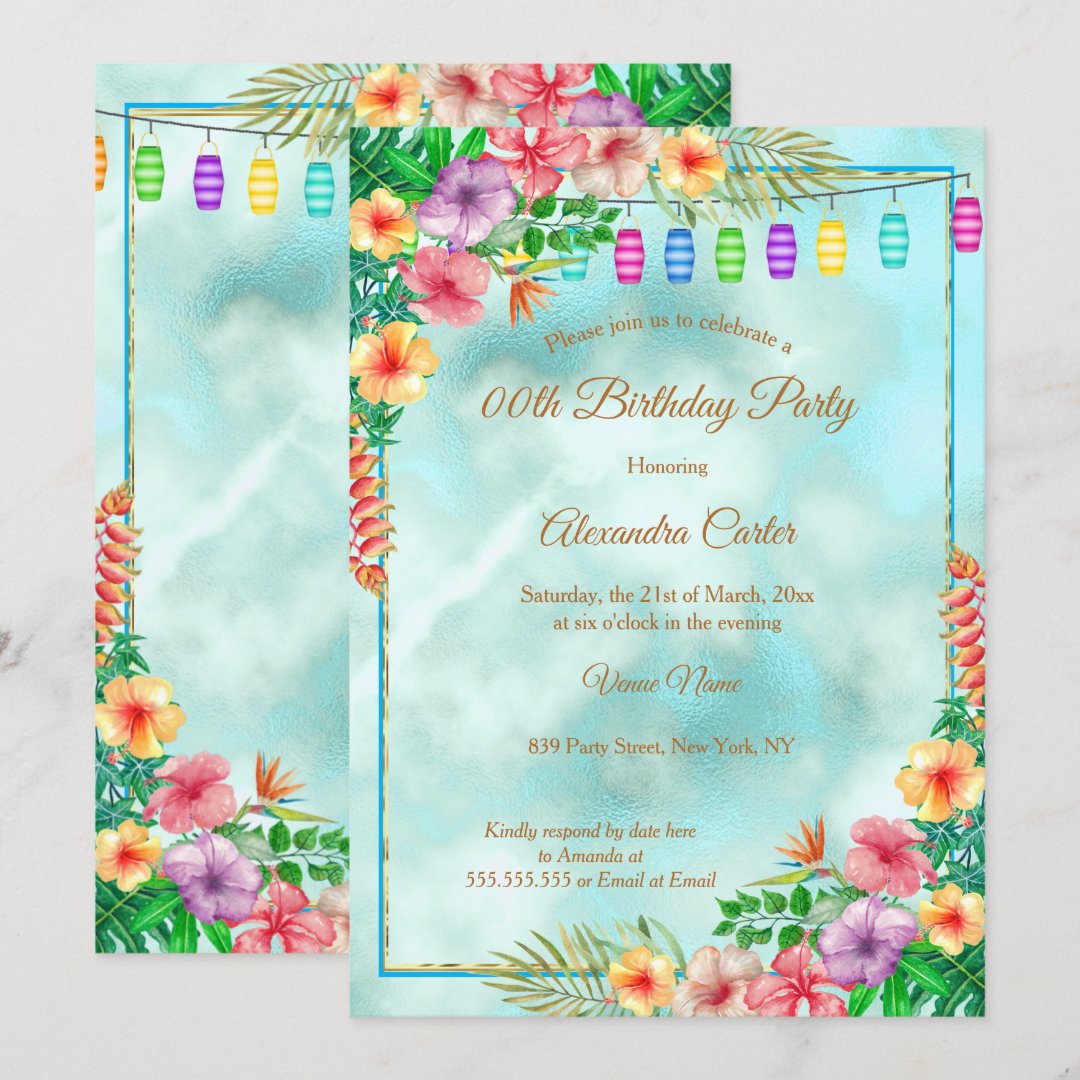 Tropical Hibiscus Summer Birthday Party Invitation | Zazzle