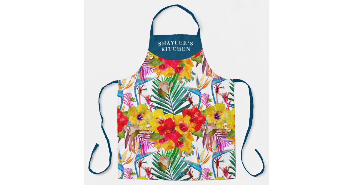 Tropical Hibiscus Summer Pattern Apron | Zazzle