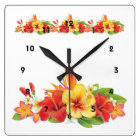 Orange Tropical Flower Wall Clcok Round Clock | Zazzle.com
