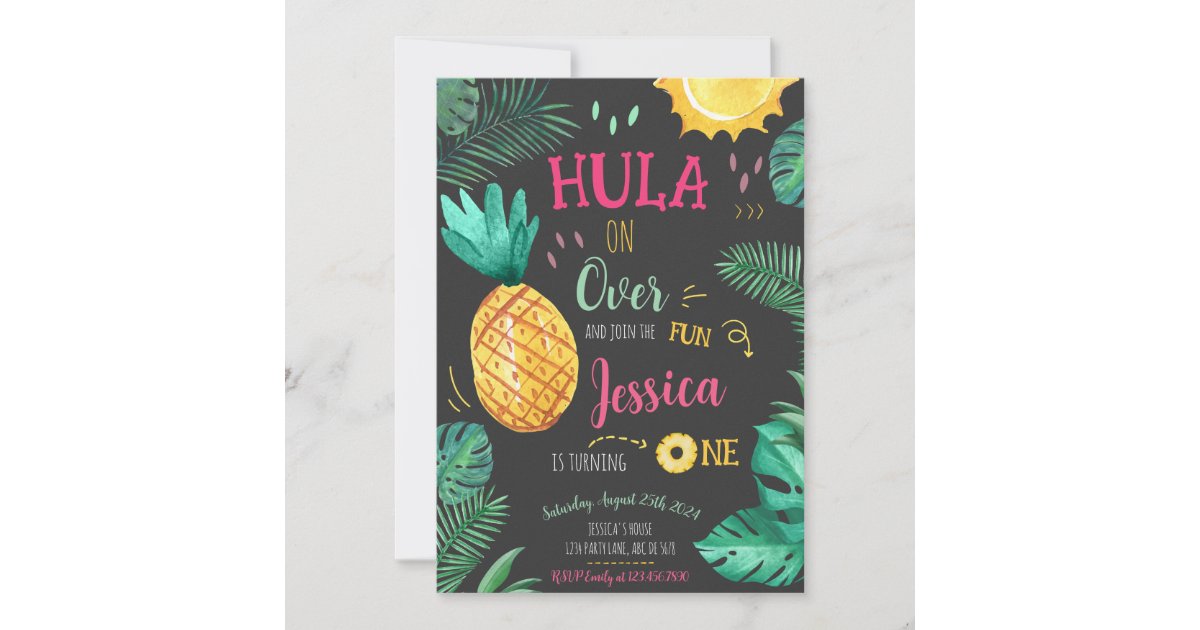Tropical Hula On Over 1st Birthday Invitation | Zazzle