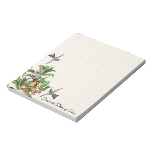 Tropical Hummingbird Birds Orchid Flowers Notepad | Zazzle