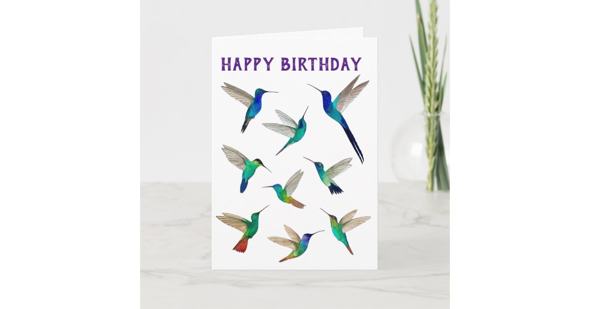 Tropical Hummingbirds Birthday Card | Zazzle