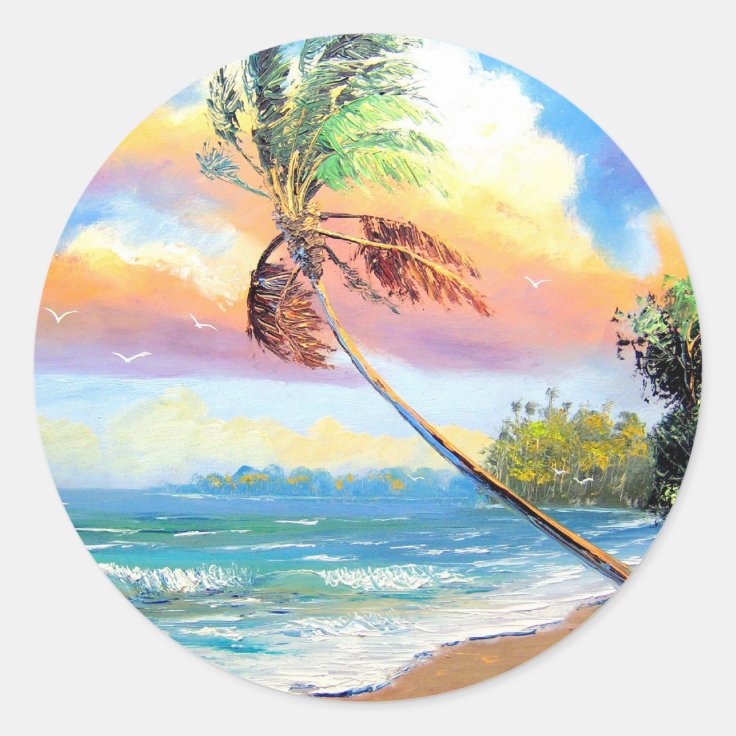 Tropical Inlet Bay Classic Round Sticker | Zazzle