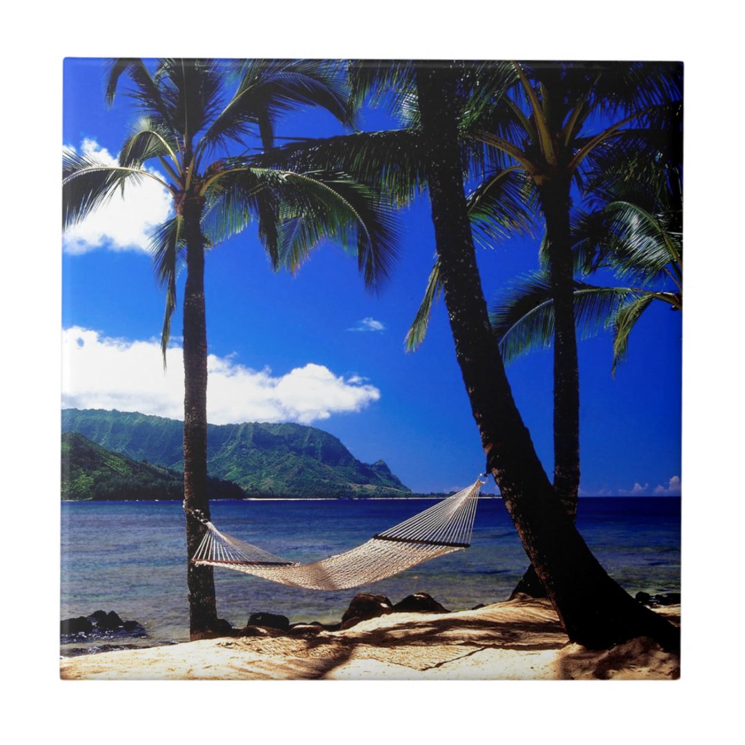 Tropical Island Afternoon Nap Kauai Hawaii Tile | Zazzle