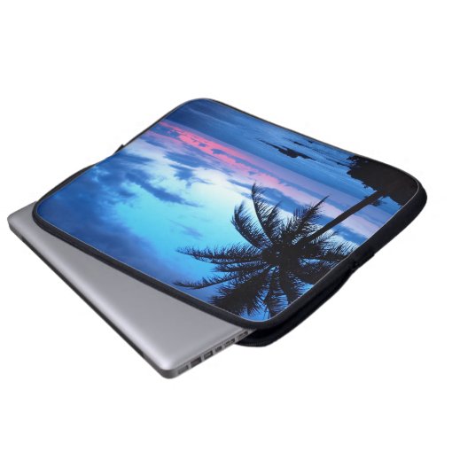 Tropical Island Beach Ocean Pink Blue Sunset Photo Laptop Sleeve | Zazzle