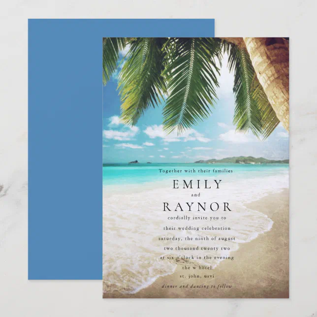 Tropical Island Beach Wedding Invitation | Zazzle
