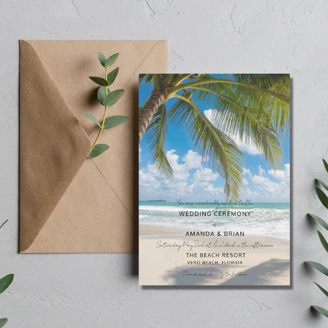 Tropical Island Beach Wedding Invitation | Zazzle