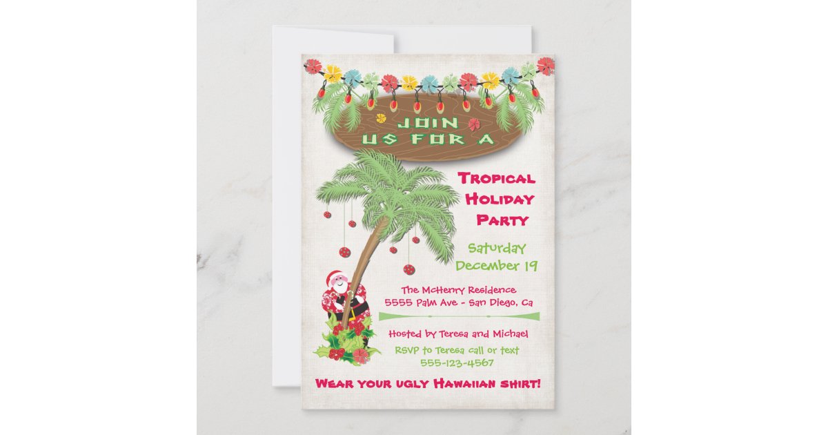 Tropical Island Christmas Holiday Party Invitation | Zazzle.com