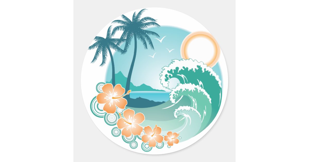 Tropical Island Classic Round Sticker | Zazzle