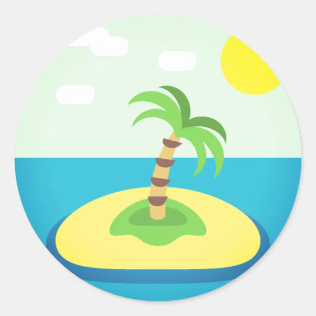 Tropical Island Emoji Classic Round Sticker | Zazzle