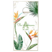 Tropical Island Floral Monogram Script Gold White Cornhole Set | Zazzle