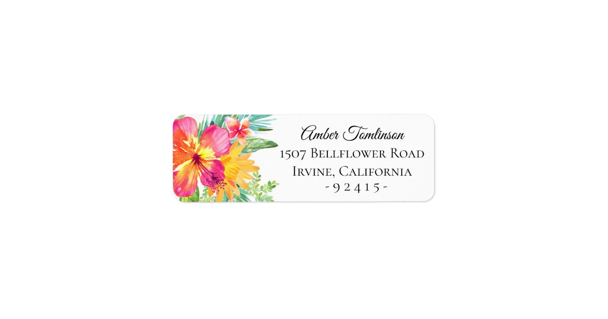 Tropical Island Floral Return Address Label | Zazzle