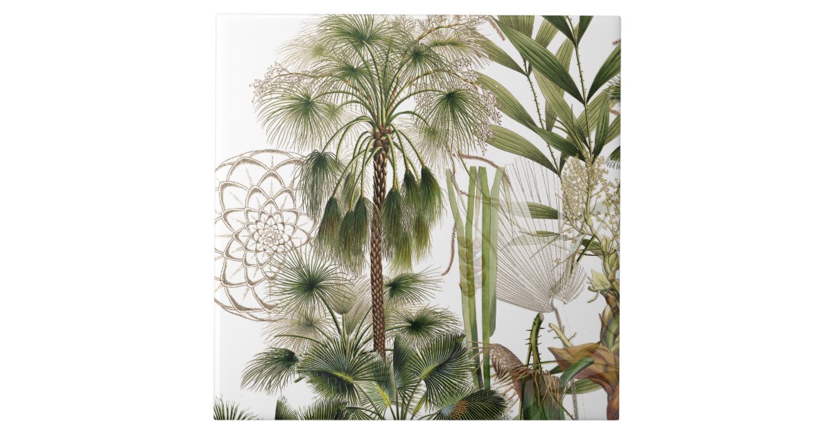 Tropical Island Palm Tree Fronds Ceramic Tile | Zazzle