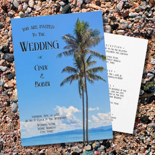 Tropical Island, Palm Trees, Blue Seas, Invitation | Zazzle