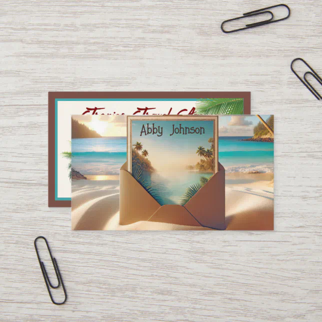 Tropical Island Postcard In Envelope Business Card | Zazzle