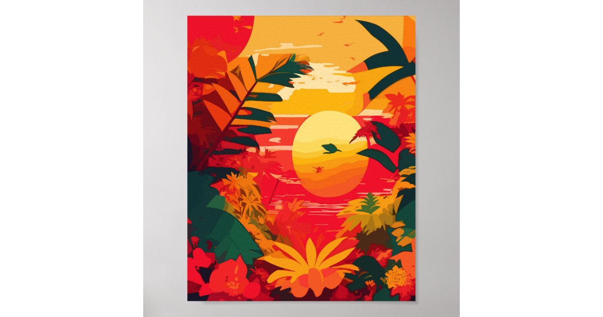 Tropical Island Reggae Sunset Poster | Zazzle