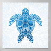 Tropical Island Sea Turtle Design in Blue Poster | Zazzle