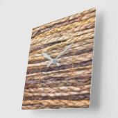tropical island style beach rustic woven wicker square wall clock | Zazzle